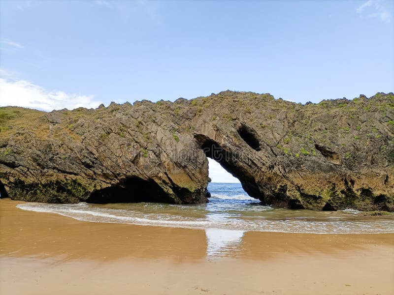 Rock Formation in San Antolin Beach, Spain Stock Image - Image of close ...