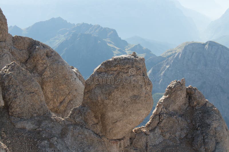 Rock Formation in a Sunny Day Seeing from Marmolada, Italian Alps Stock ...