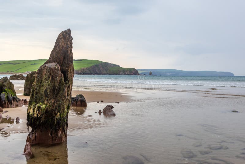 Rock Formations on the Beach, at Bigbury-on-sea on the Devon Coast ...