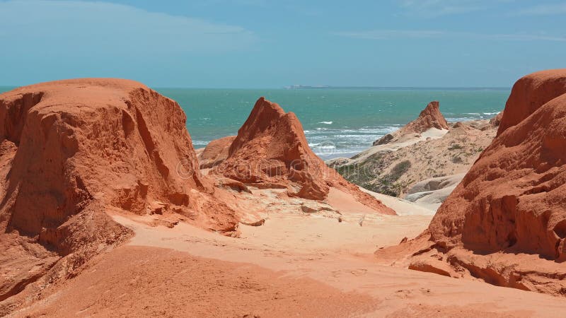 The Rock Formations at Canoa Quebrada Beach at Canoa Quebrada, State of ...