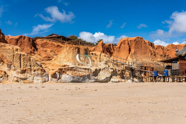 The Rock Formations at Canoa Quebrada Beach at Canoa Quebrada, State of ...