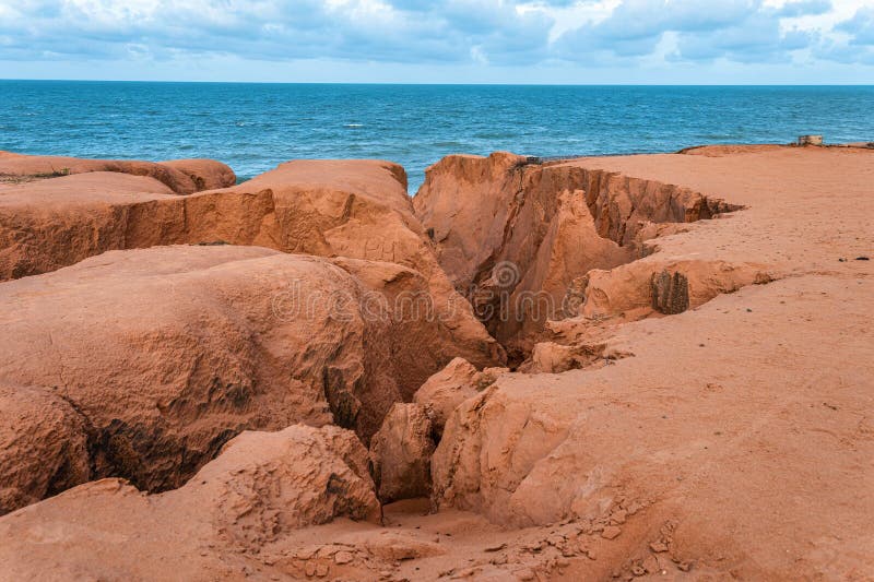 The Rock Formations at Canoa Quebrada Beach at Canoa Quebrada, State of ...