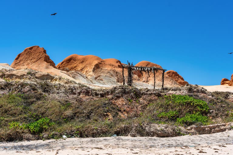 The Rock Formations at Canoa Quebrada Beach at Canoa Quebrada, State of ...