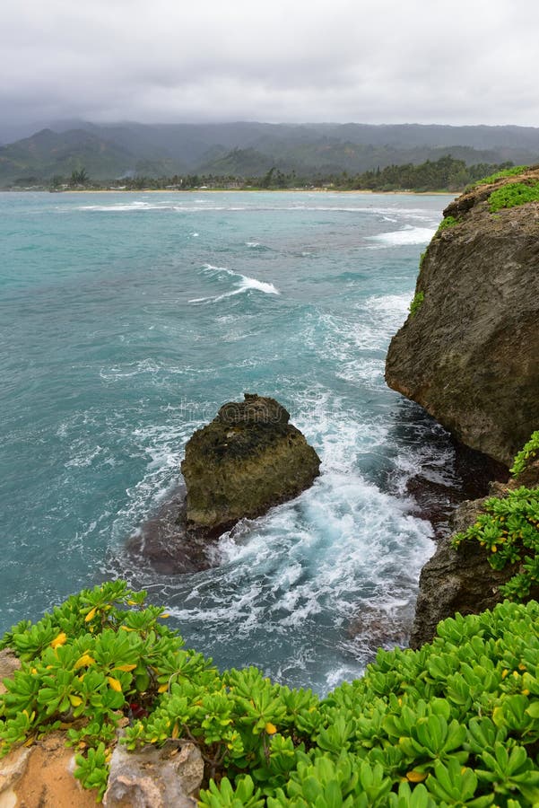 Rock Formations and Cliffs at Laie Point State Wayside Park Stock Photo ...