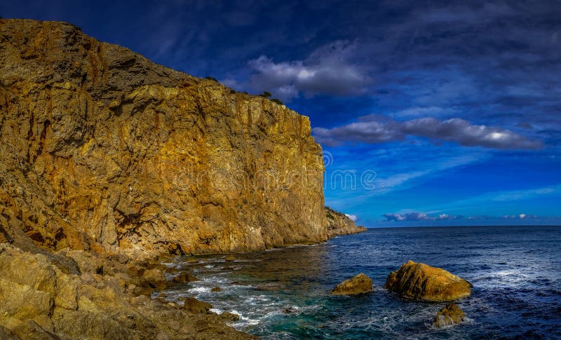 Cliffs Over the Mediterranean Stock Image - Image of landscape, horizon ...