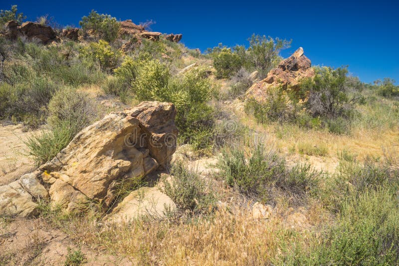 Rock Formations in Desert Land Stock Image - Image of outdoors, nevada ...