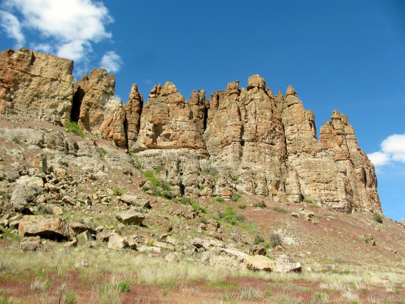 Rock Formations in the Eastern Oregon Desert. Stock Image - Image of ...