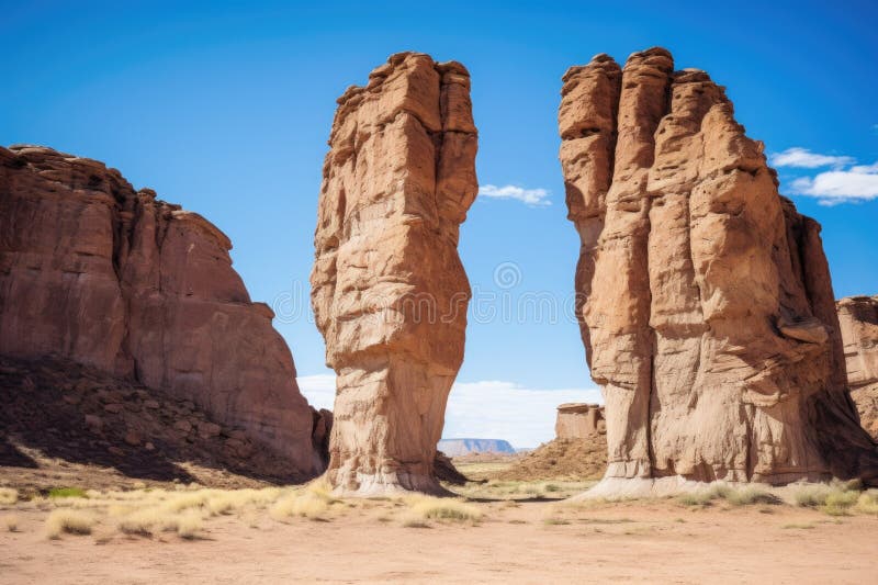 Rock Formations with Equal Heights Standing Side by Side Stock Image ...