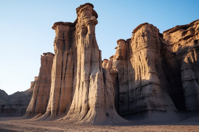 Rock Formations with Equal Heights Standing Side by Side Stock Image ...