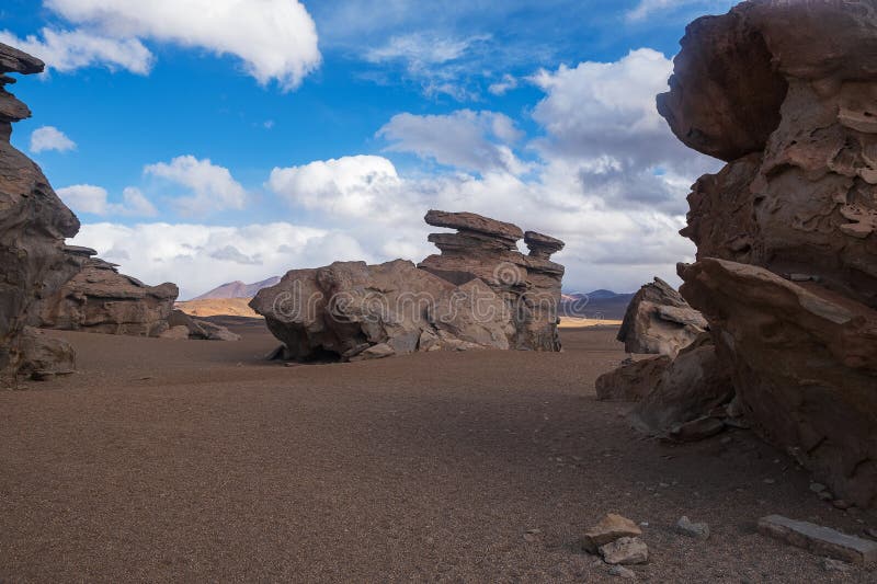 Rock Formations Formed by Erosion, in a Desert in Bolivia Stock Image ...