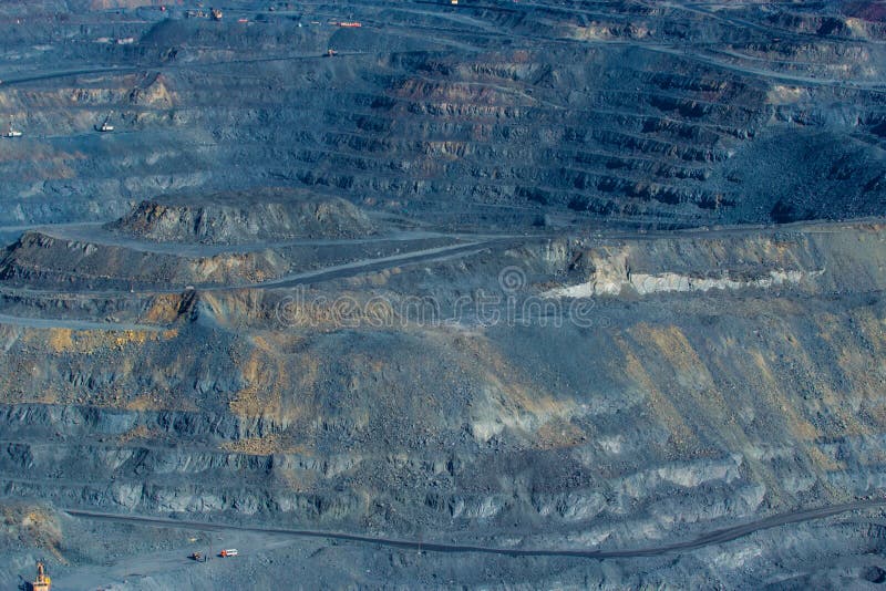 Rock Formations in Huge Quarries of Ore Together with Technique Stock ...