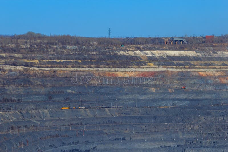 Rock Formations in Huge Quarries of Ore Together with Technique Stock ...