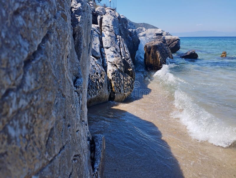 Rock Formations on La Scala Beach on Thassos Island Stock Image - Image ...