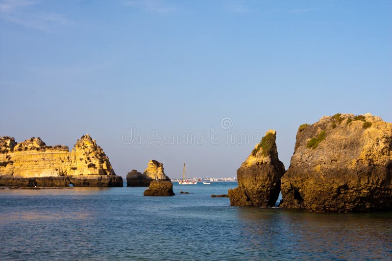Rock Formations, Lagos, Portugal. Stock Image - Image of algarve ...