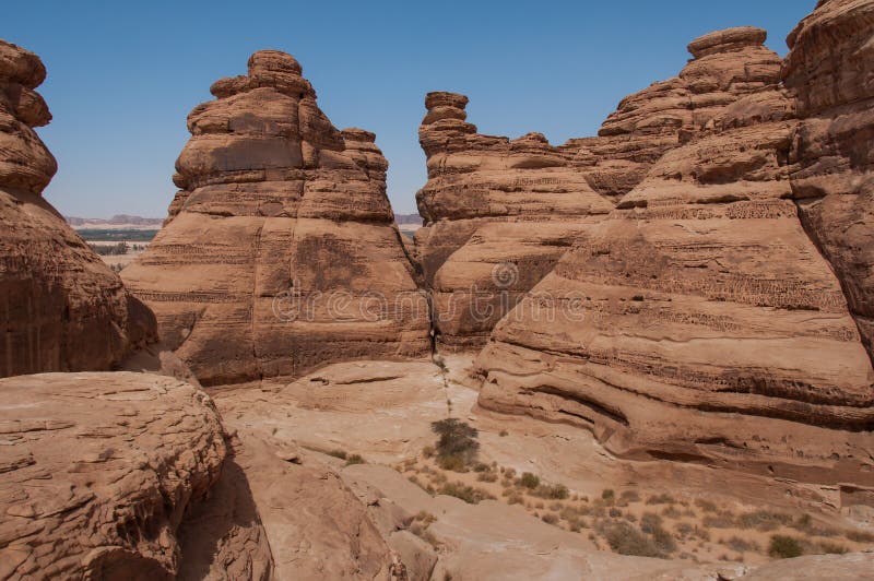Rock Formations in MadaÃ®n Saleh, Saudi Arabia Stock Photo - Image of ...