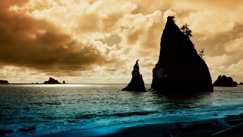 Rock Formations at a Pacific Coast Beach Stock Image - Image of ocean ...