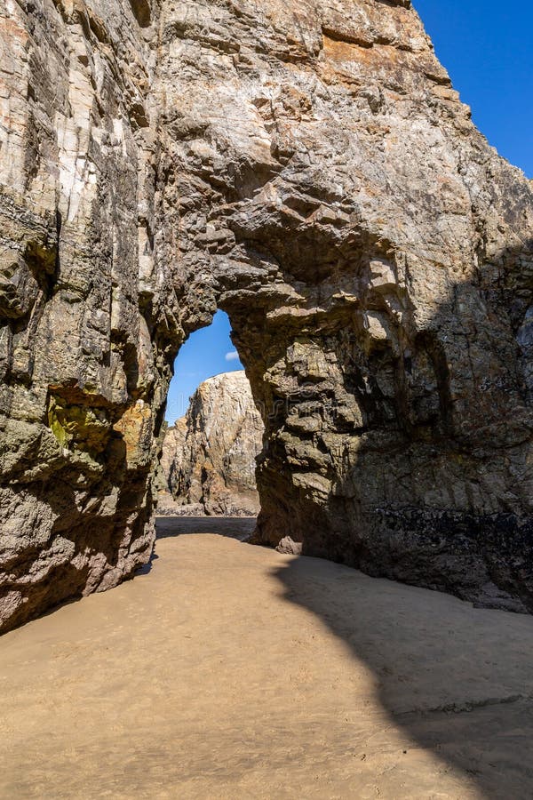 Rock Formations at Perranporth Beach on the North Cornish Coast, on a ...