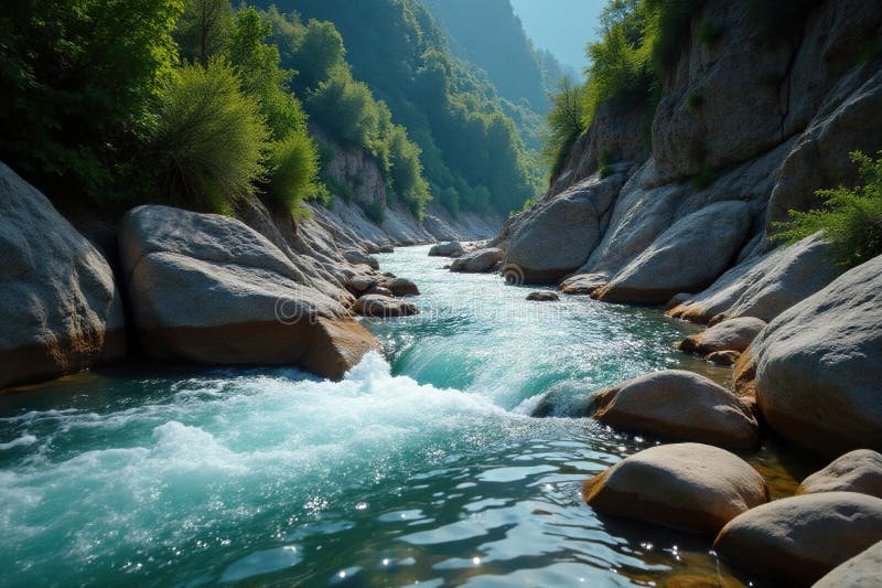 Rock Formations in the River S Gentle Current, Rough Surface ...