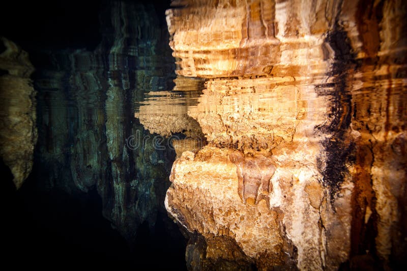 Rock Formations Underwater in a Cave-like Structure Stock Image - Image ...