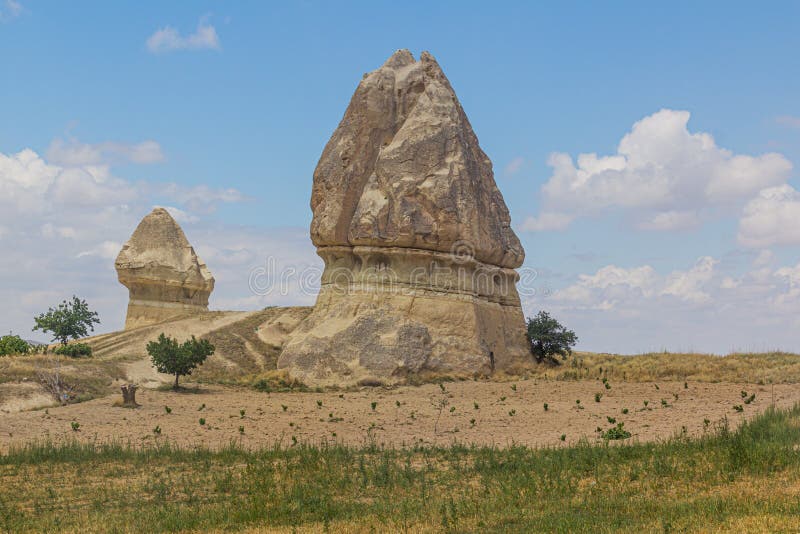 Rock Formations and Vineyards in Cappadocia, Turk Stock Photo - Image ...