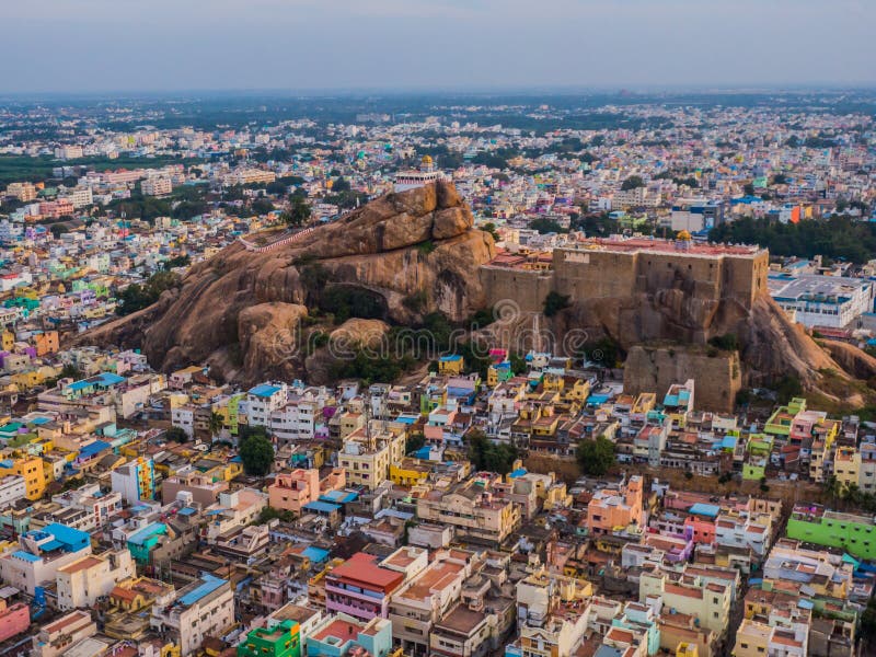 Rock Fort in Trichy, India, Aerial Drone View Stock Photo - Image of ...