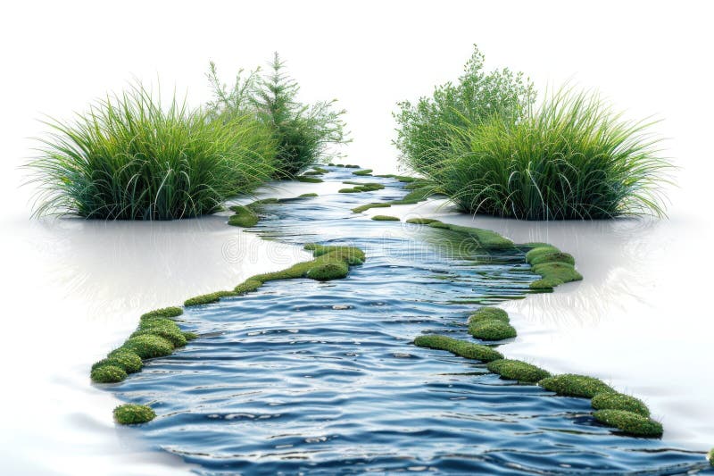 A Rock Garden with a Small Stream of Water Flowing through it Stock ...