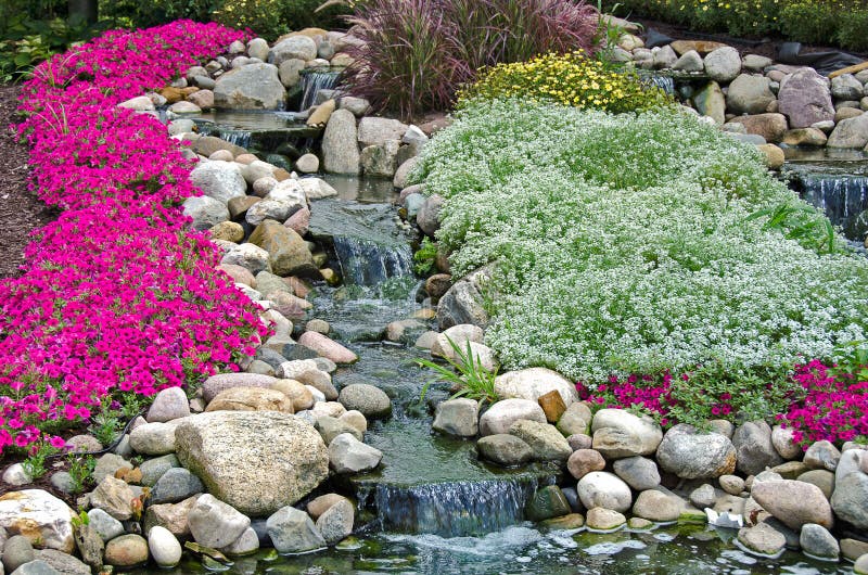 Waterfalls in garden stock photo. Image of colorful, bold - 34795826