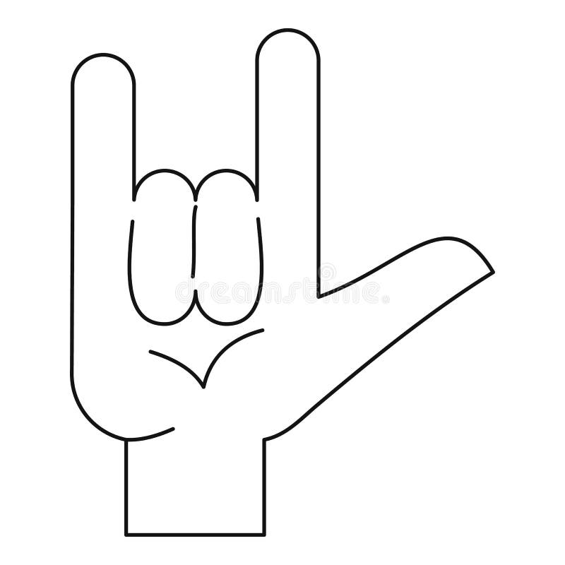 Rock Gesture Icon, Outline Style Stock Vector - Illustration of rock ...