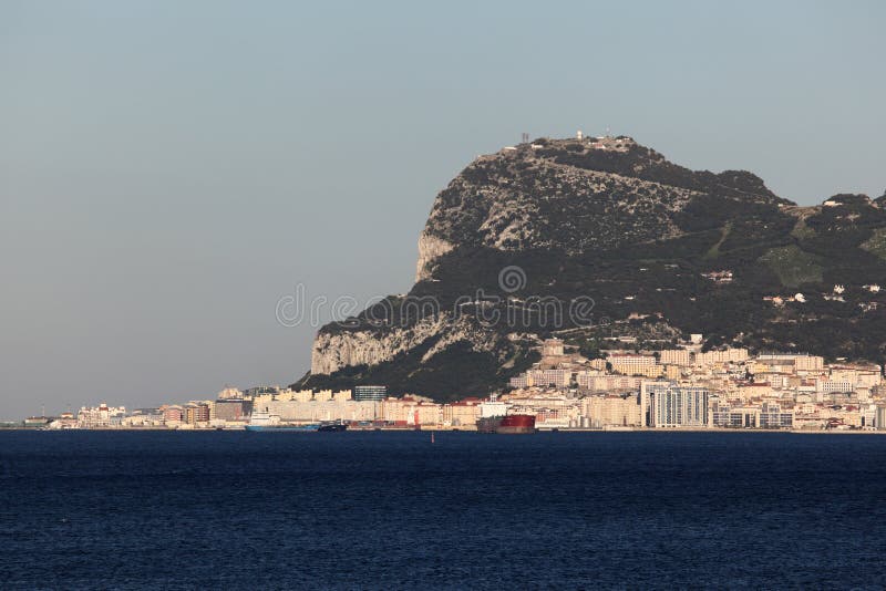 Rock of Gibraltar at night stock image. Image of landmark - 30570017