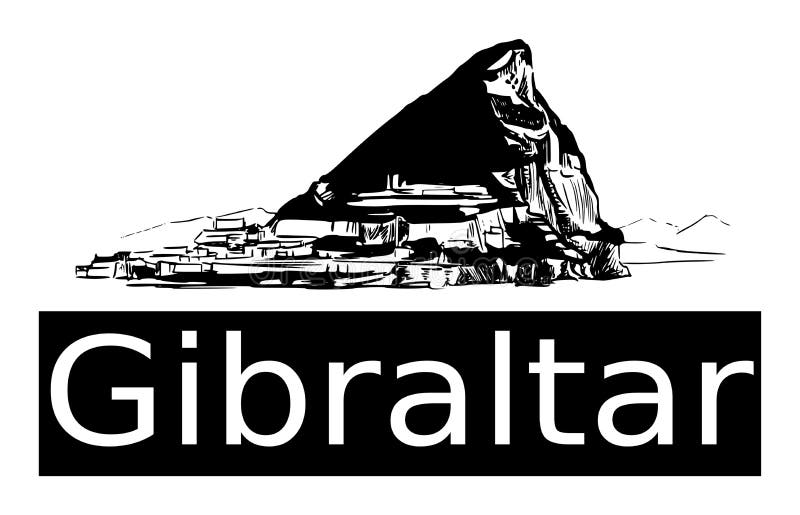 Rock of Gibraltar - East Side View Stock Illustration - Illustration of ...