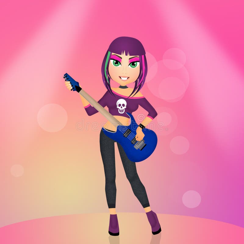 Rock girl stock illustration. Illustration of stage, electric - 81254992