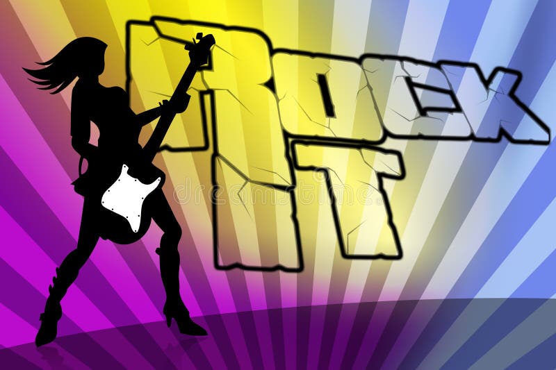 Rock Girl Silhouette Colourfull Background Stock Illustration ...