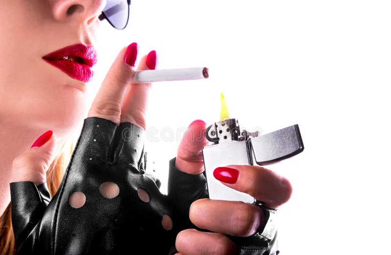 Rock Girl Smoking a Cigarette Stock Image - Image of female, punk: 58151255