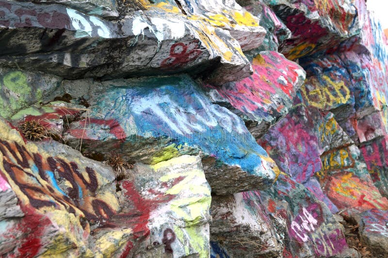 Rock Graffiti stock photo. Image of yellow, blue, pattern - 382942448