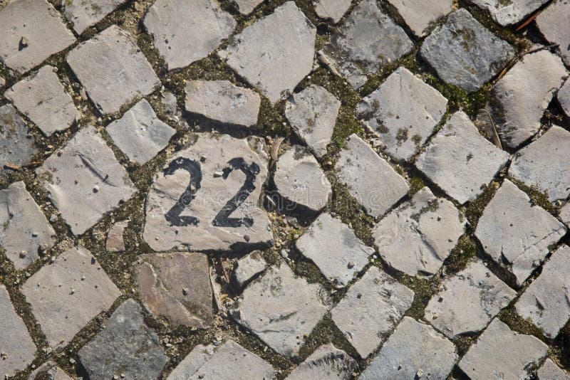 Rock Ground with One Rock Marked with Number 22 Stock Image - Image of ...