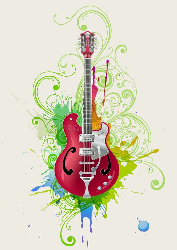 Rock guitar stock vector. Illustration of floral, music - 15258009