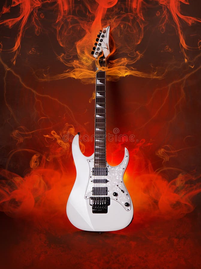 Rock Guitar in Flames of Fire Stock Illustration - Illustration of ...
