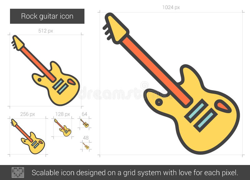 Rock guitar line icon. stock vector. Illustration of element - 81065748