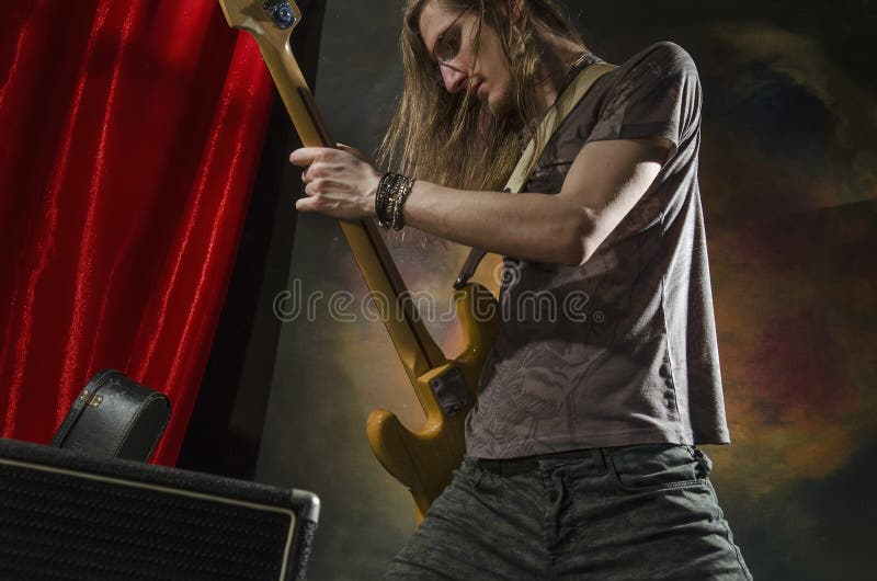 Rock guitar player_5 stock photo. Image of hair, performance - 39108164
