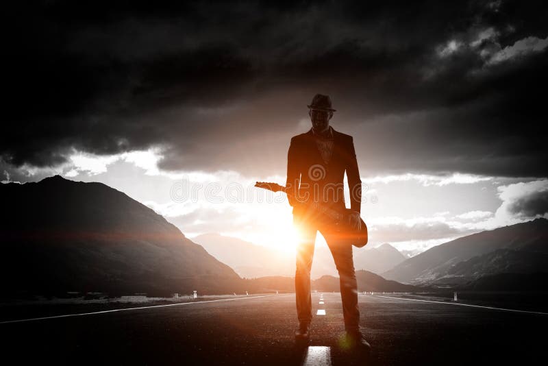 Rock Guy with Guitar. Mixed Media Stock Photo - Image of singer, guitar ...