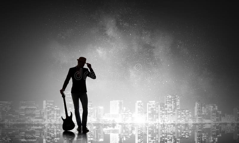 Rock Guy with Guitar. Mixed Media Stock Photo - Image of solo ...