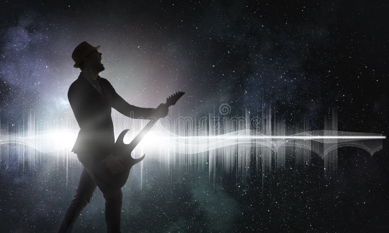 Rock Guy with Guitar. Mixed Media Stock Photo - Image of play, player ...