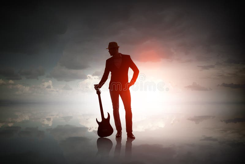 Rock Guy with Guitar. Mixed Media Stock Image - Image of male, musical ...