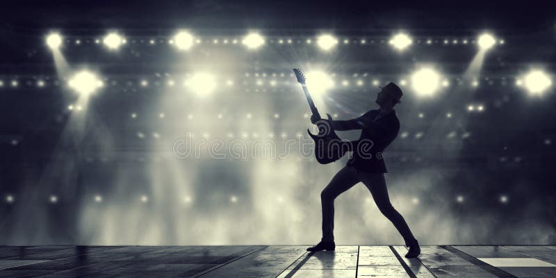 Rock Guy with Guitar. Mixed Media Stock Image - Image of musical, sound ...