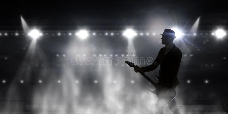 Rock Guy with Guitar. Mixed Media Stock Image - Image of performer ...