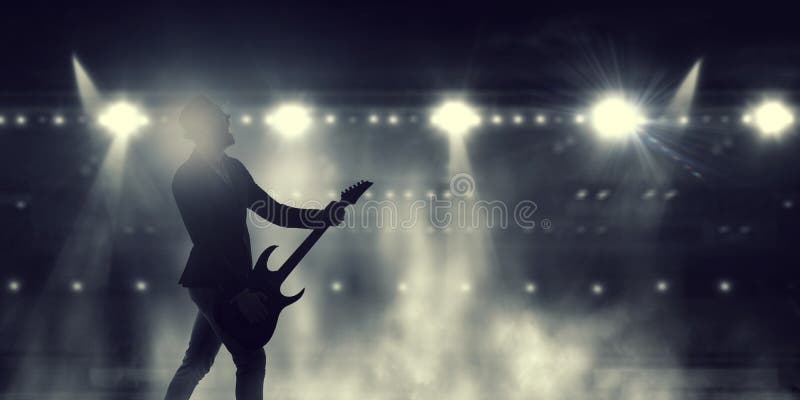 Rock Guy with Guitar. Mixed Media Stock Image - Image of electric ...