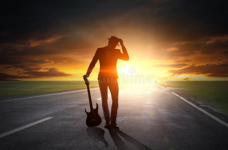 Rock Guy with Guitar. Mixed Media Stock Image - Image of guitar, solo ...