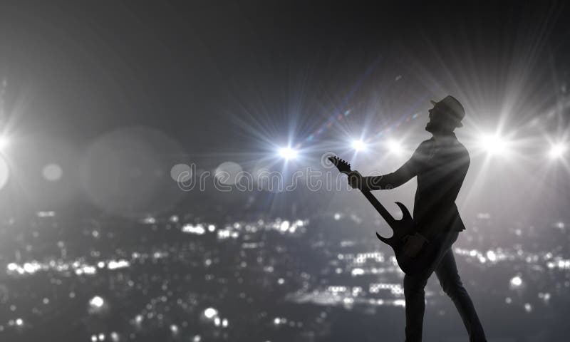 Rock Guy with Guitar. Mixed Media Stock Image - Image of solo, musician ...