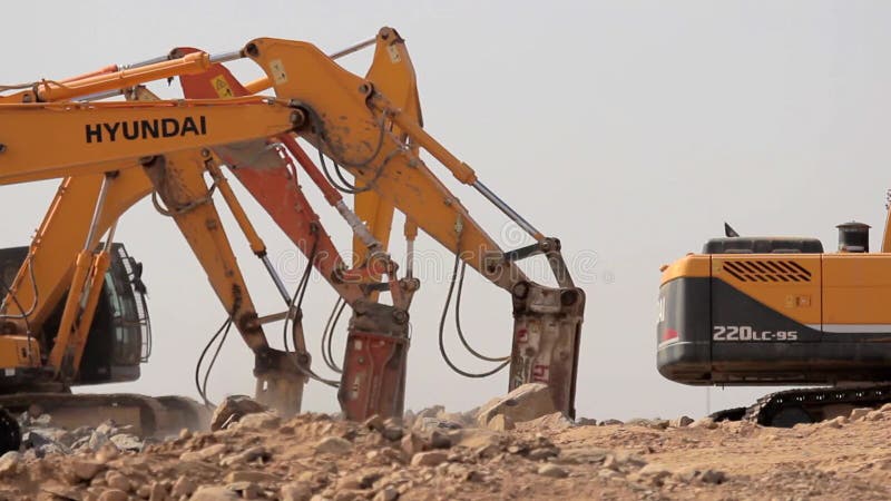 Rock Hammer Breakers in the Construction Site Stock Footage - Video of ...