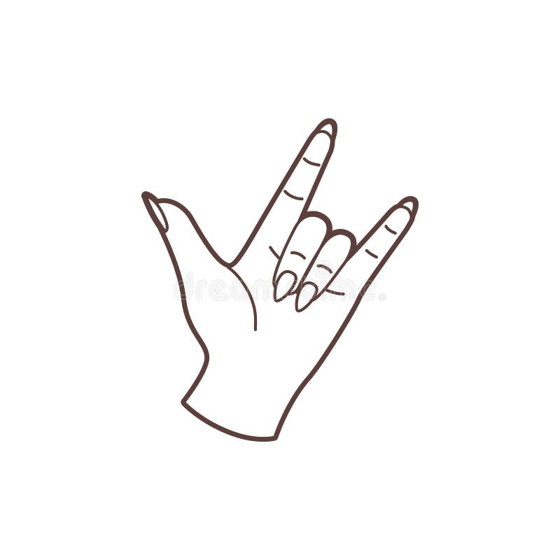 Rock Hand Gesture in Retro Style Stock Vector - Illustration of holding ...